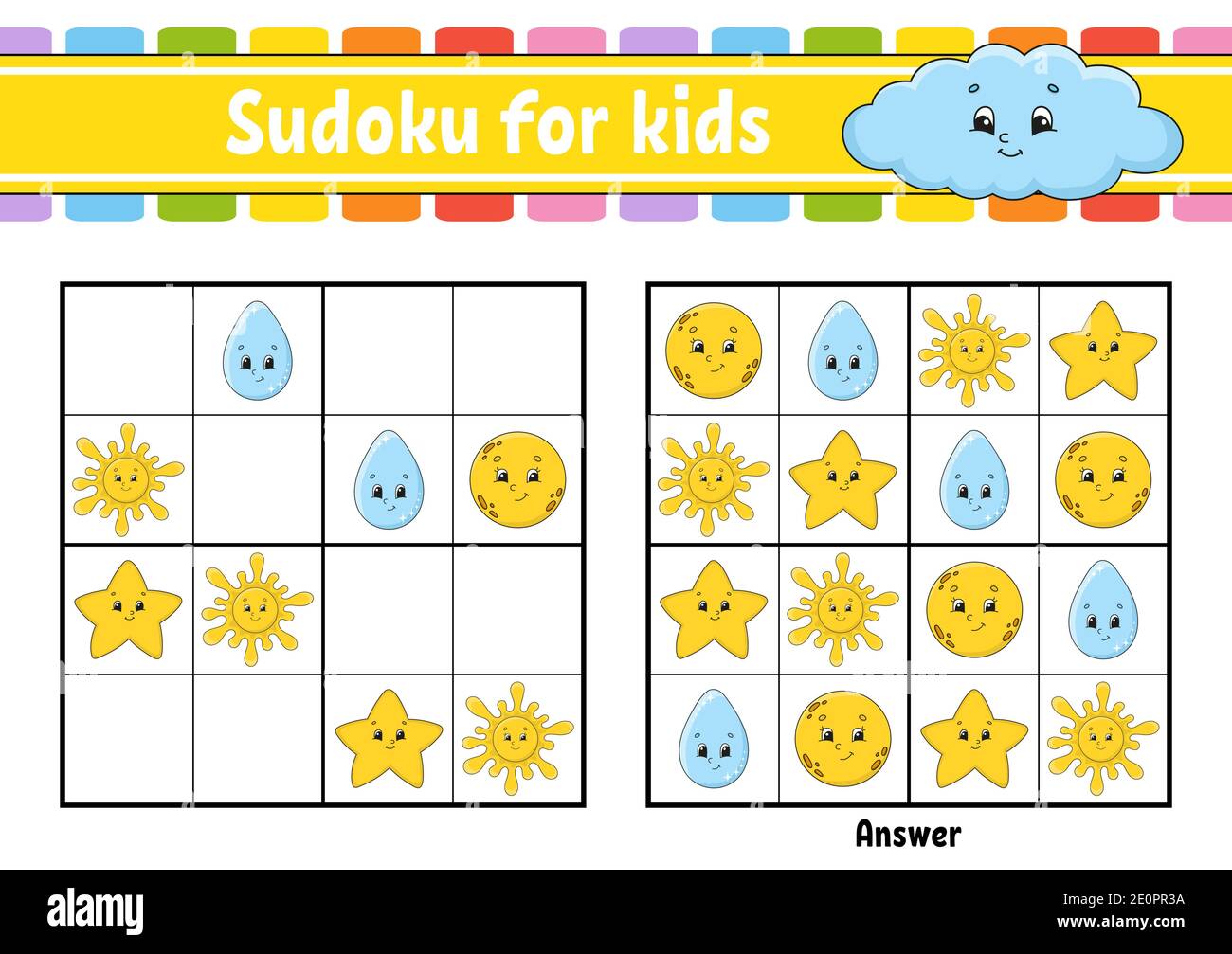 Sudoku for kids. Education developing worksheet. Activity page with ...