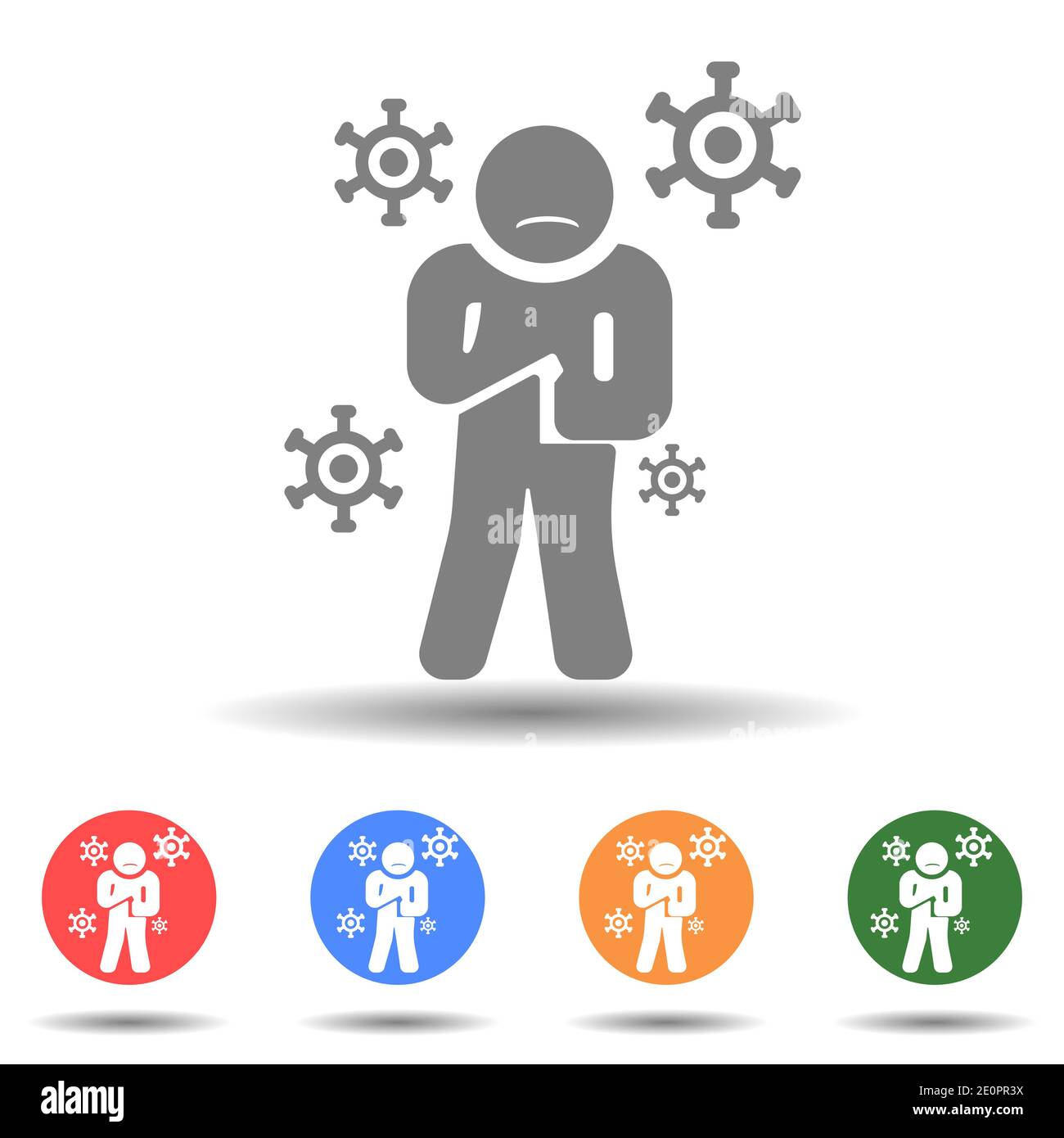 Sick shivering flu man icon vector logo isolated on background Stock ...