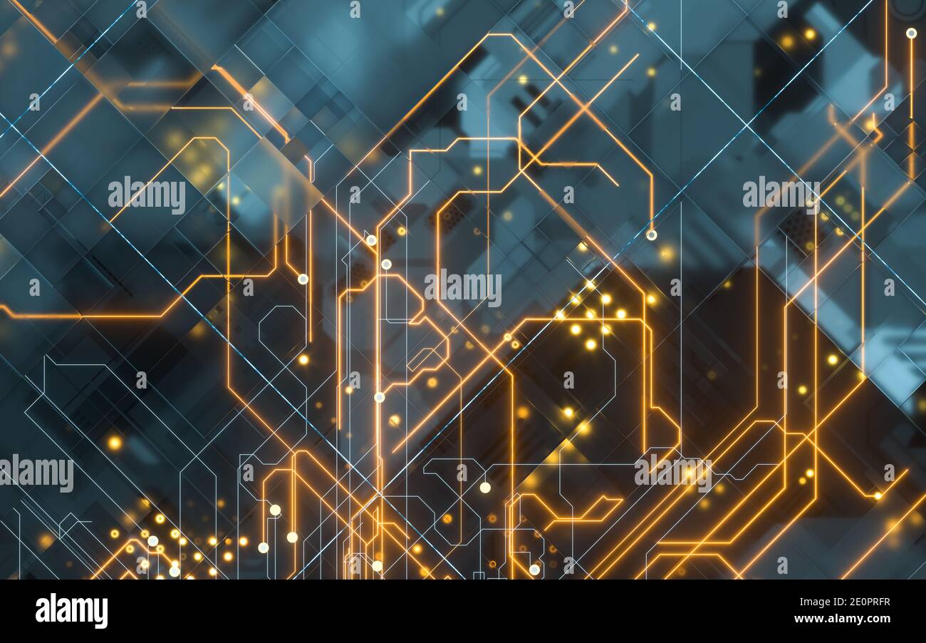 Circuit board, electronics cyberspace background, 3d rendering ...