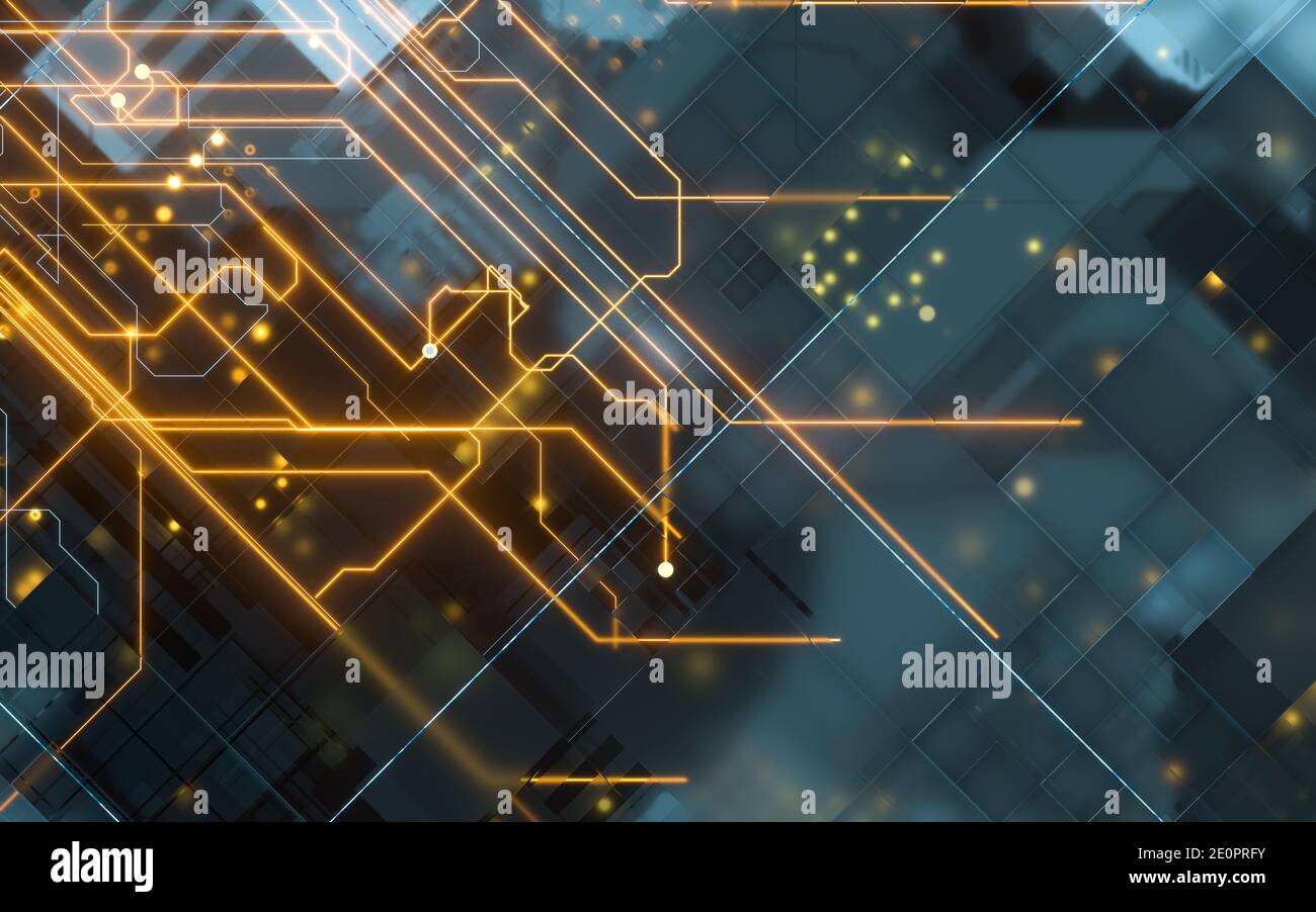 Circuit board, electronics cyberspace background, 3d rendering ...