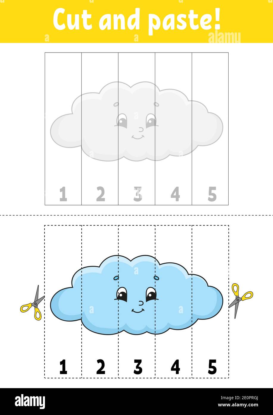Learning numbers. Cut and play. Education developing worksheet. Game ...