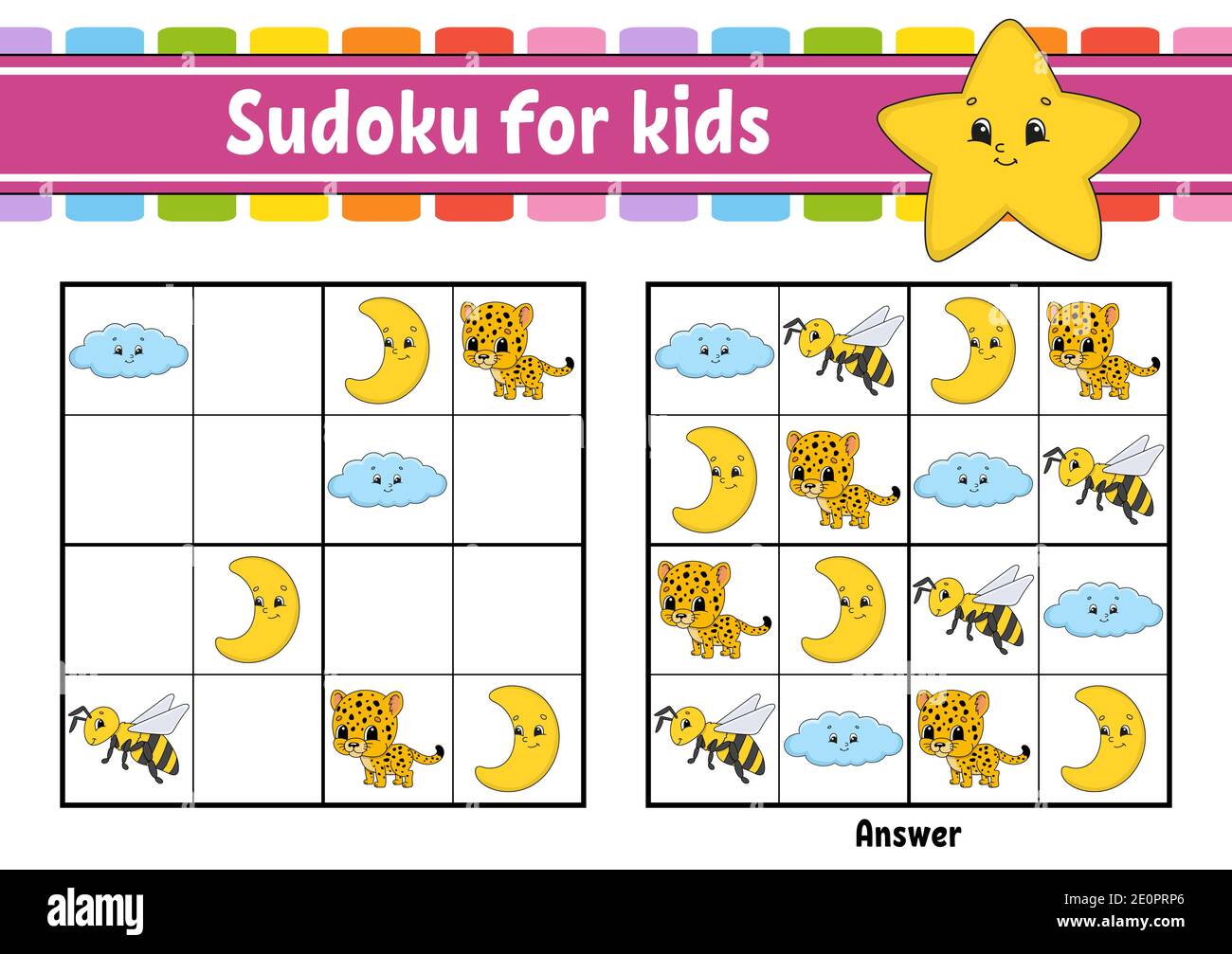 Sudoku for kids. Education developing worksheet. Activity page with ...