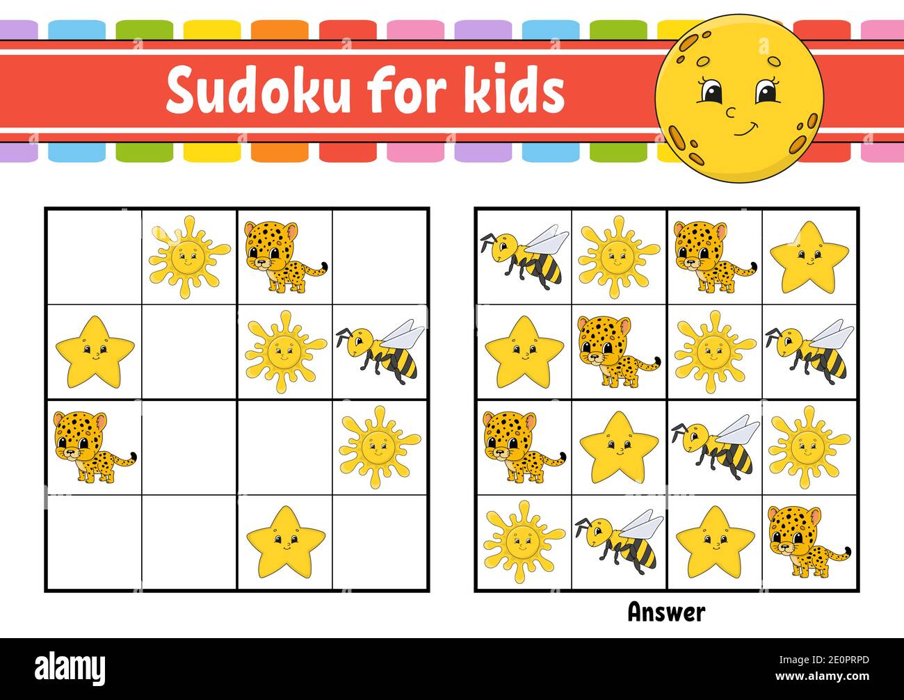 Sudoku for kids. Education developing worksheet. Activity page with ...