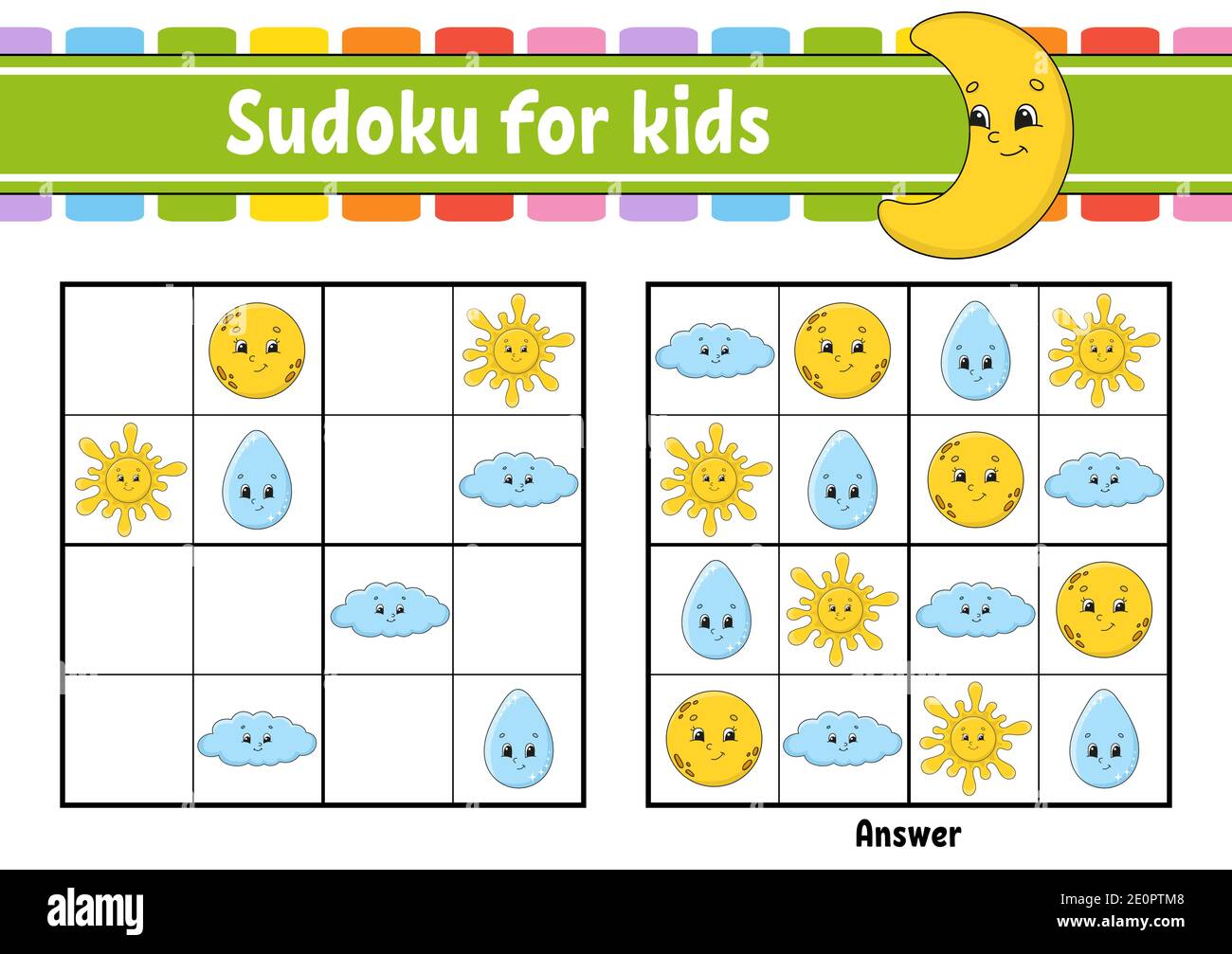 Sudoku for kids. Education developing worksheet. Activity page with ...