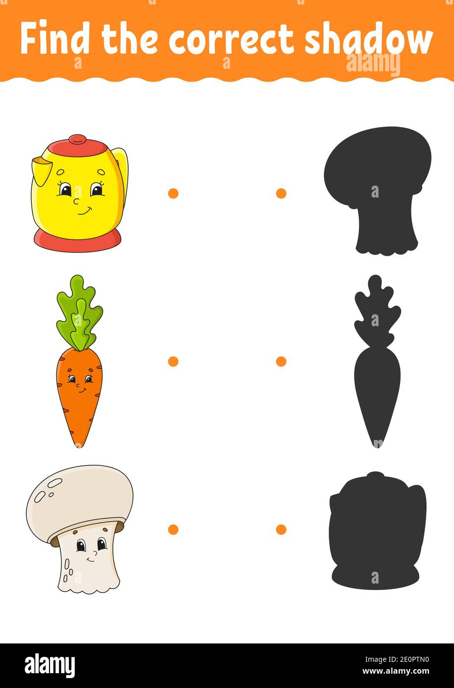 Find the correct shadow. Education developing worksheet. Matching game ...