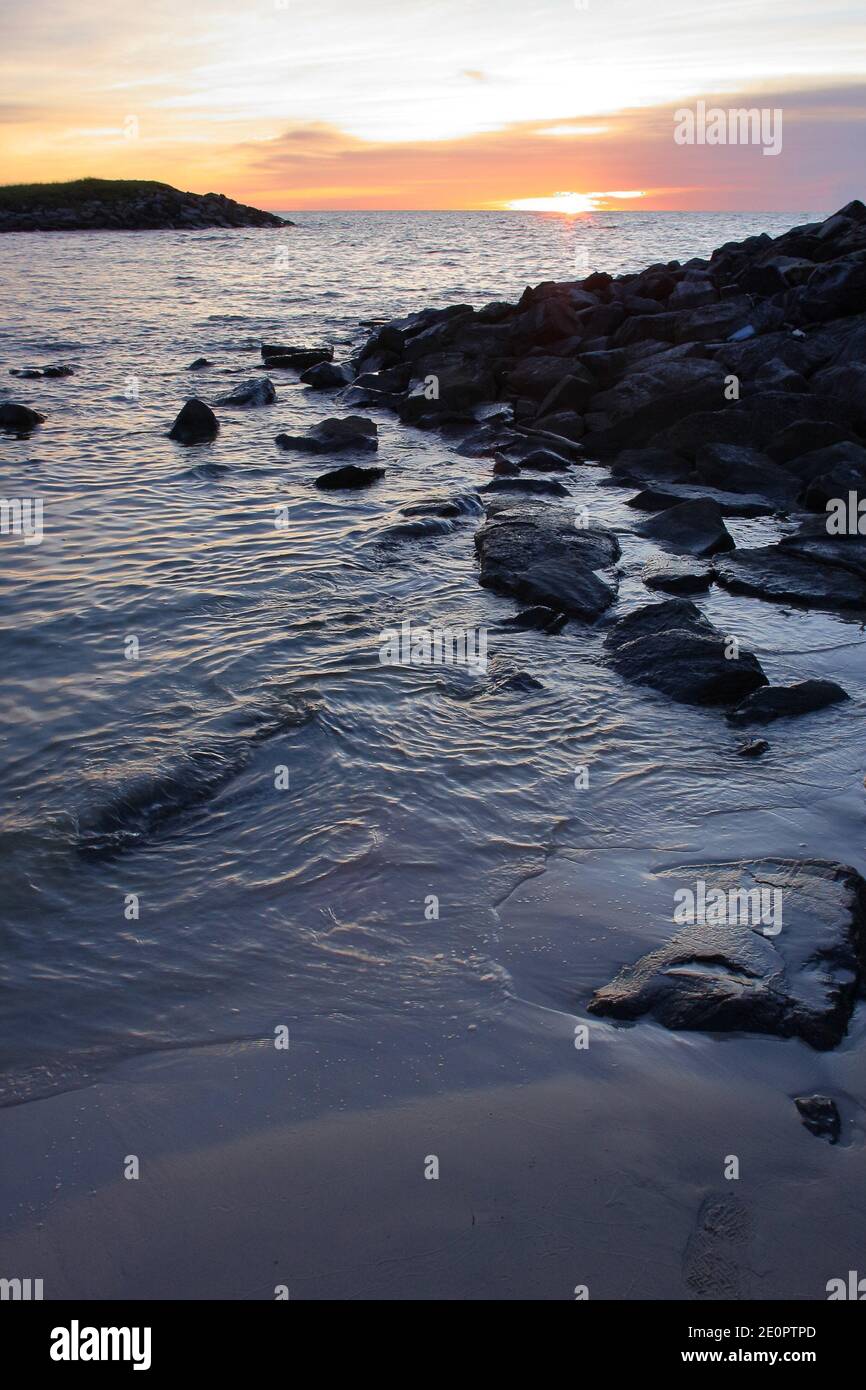 Sunset view of Tanjung Batu Beach, Bintulu Division, Sarawak, Malaysia ...