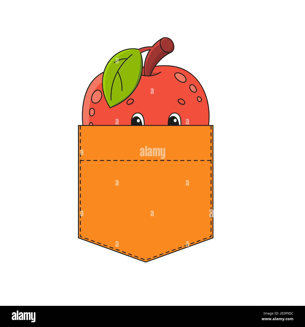 Apple in shirt pocket. Cute character. Colorful vector illustration ...