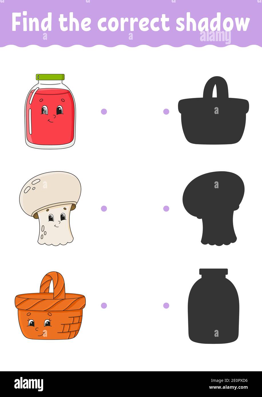 Find the correct shadow. Education developing worksheet. Matching game ...
