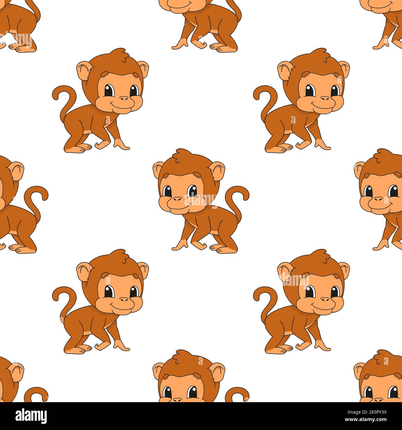 Colored seamless pattern with cute cartoon character. Simple flat ...