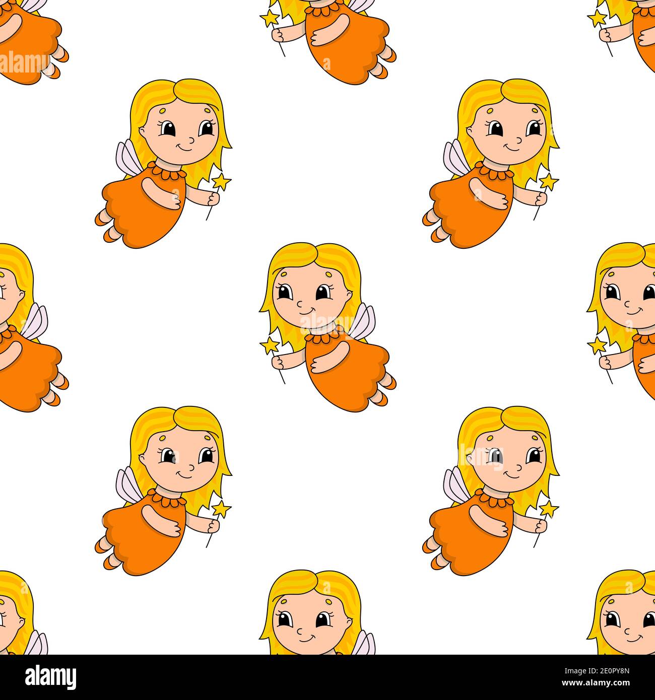 Colored seamless pattern with cute cartoon character. Simple flat ...