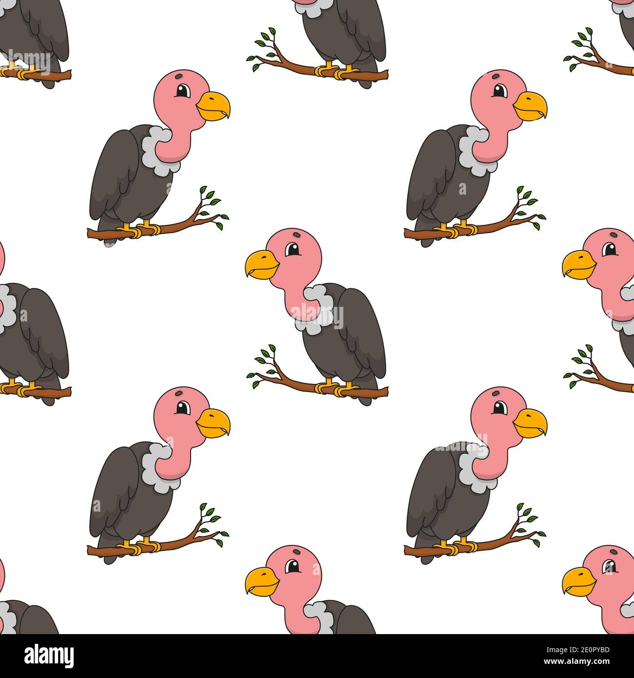 Colored seamless pattern with cute cartoon character. Simple flat ...