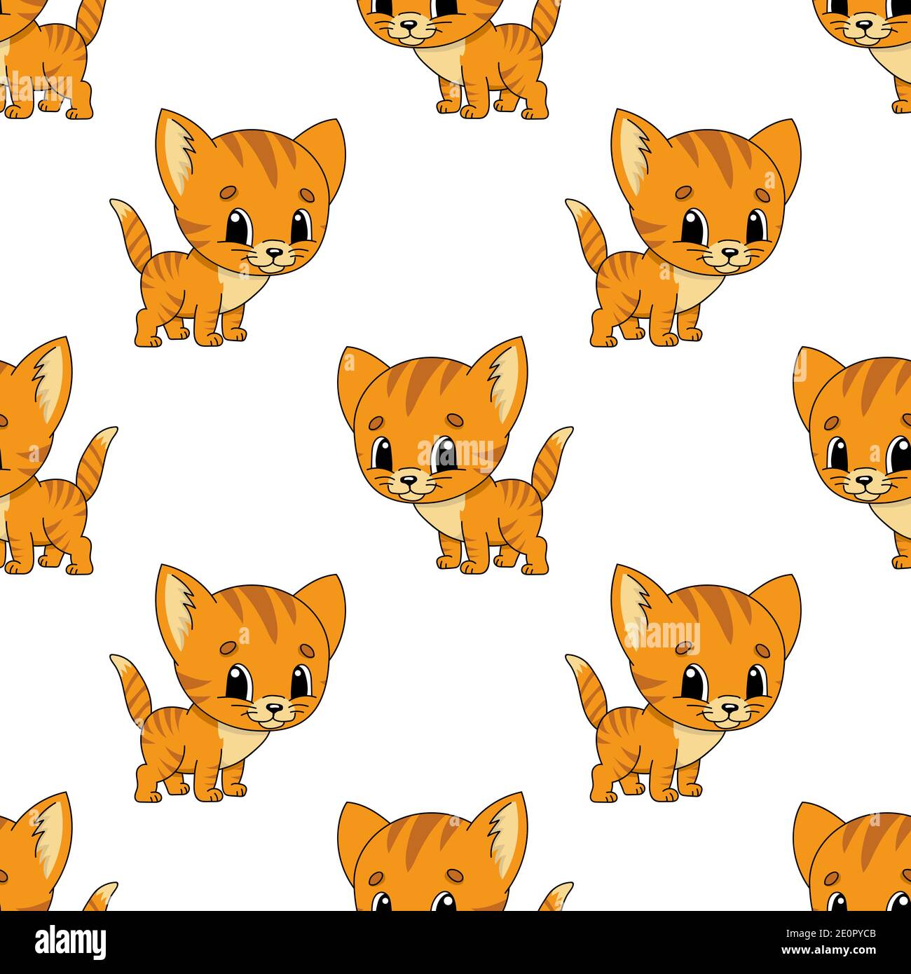 Colored seamless pattern with cute cartoon character. Simple flat ...