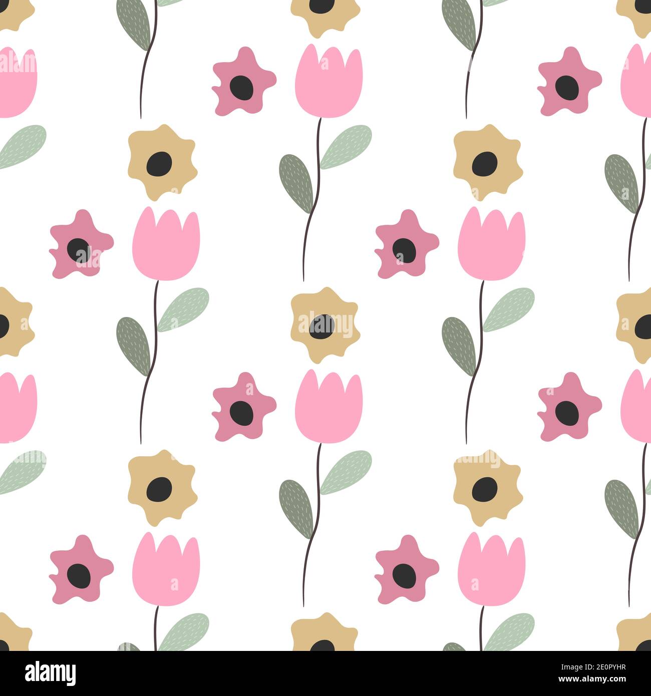 Tulip floral seamless pattern. Vector stock illustration Stock Vector ...