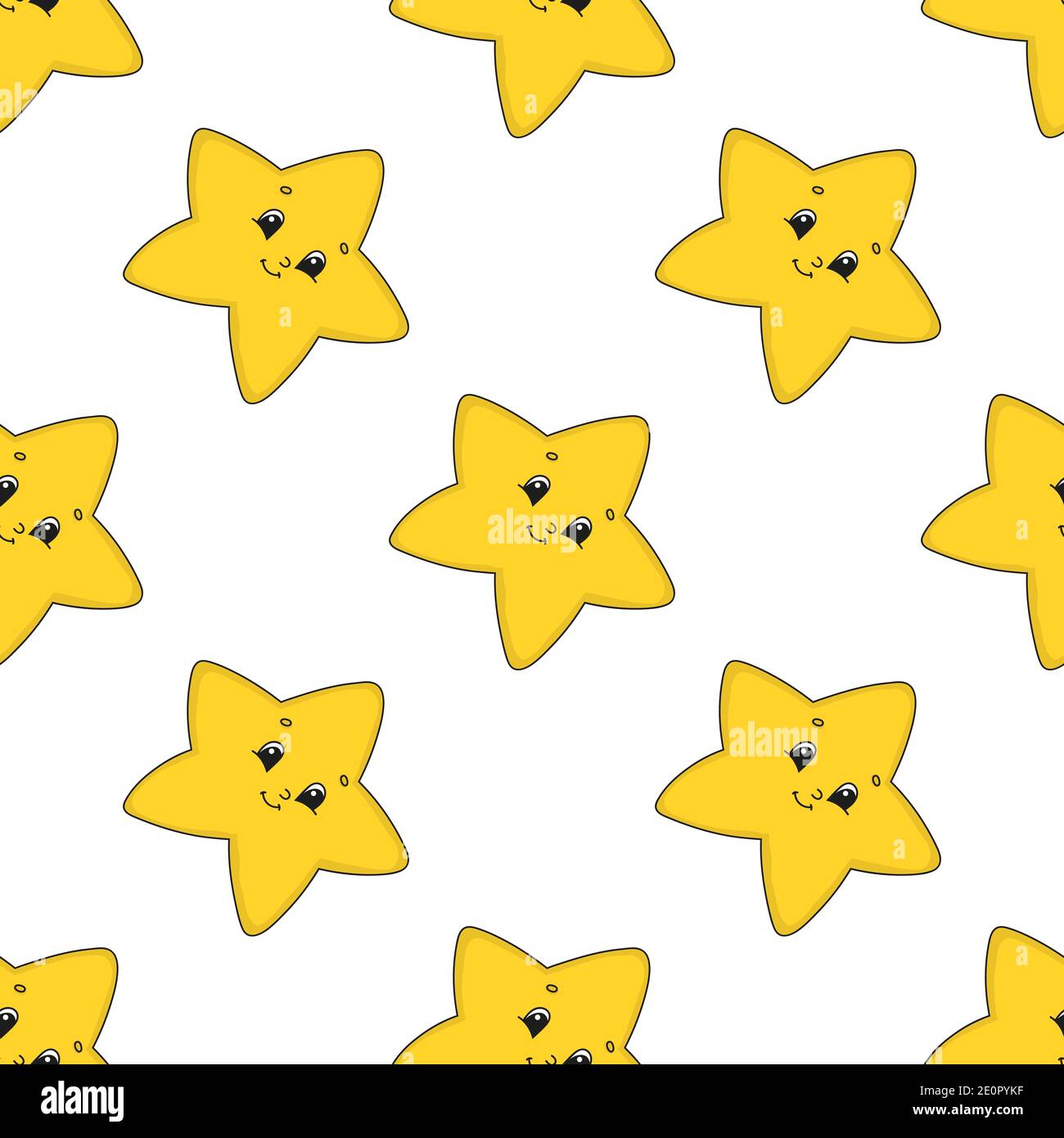 Colored seamless pattern with cute cartoon character. Simple flat ...