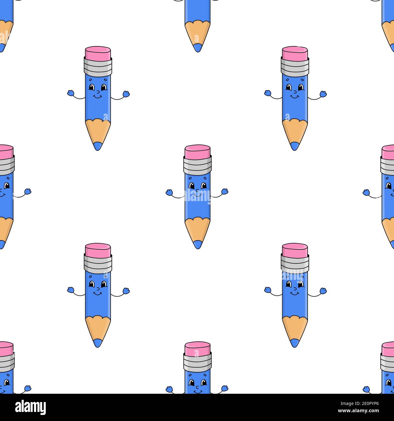 Colored seamless pattern with cute cartoon character. Simple flat ...
