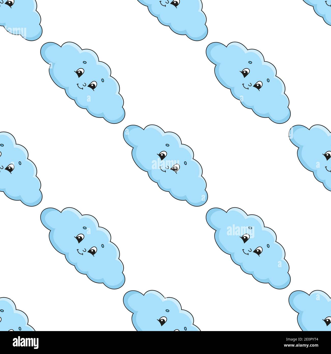 Colored seamless pattern with cute cartoon character. Simple flat ...