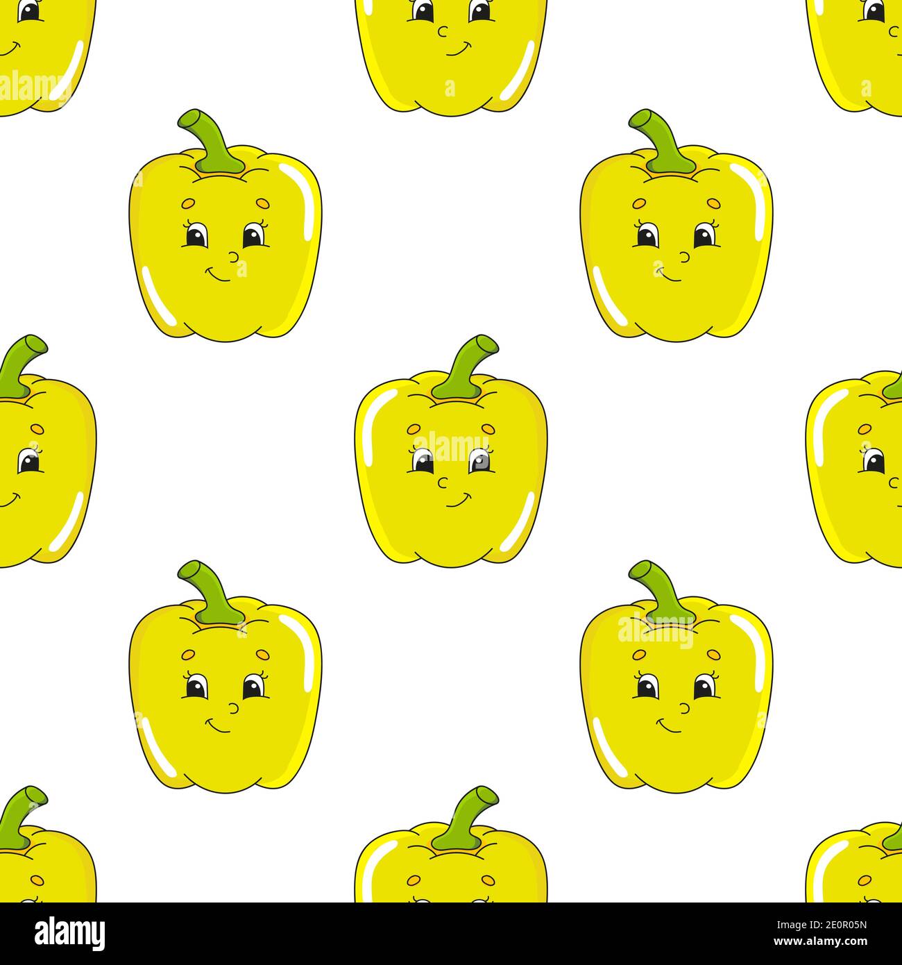 Colored seamless pattern with cute cartoon character. Simple flat ...