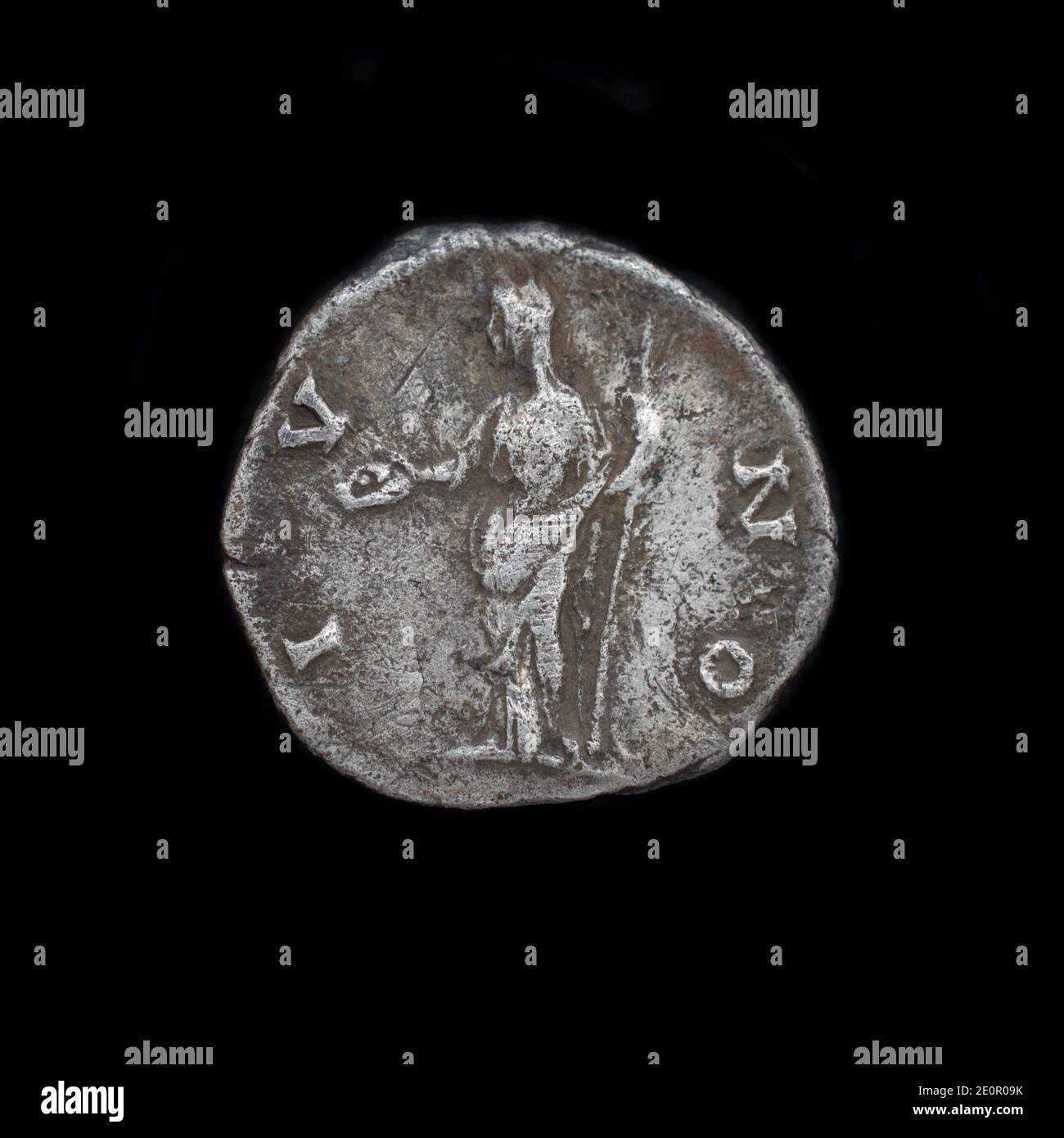 Roman silver denarius isolated on black background. Ancient roman ...
