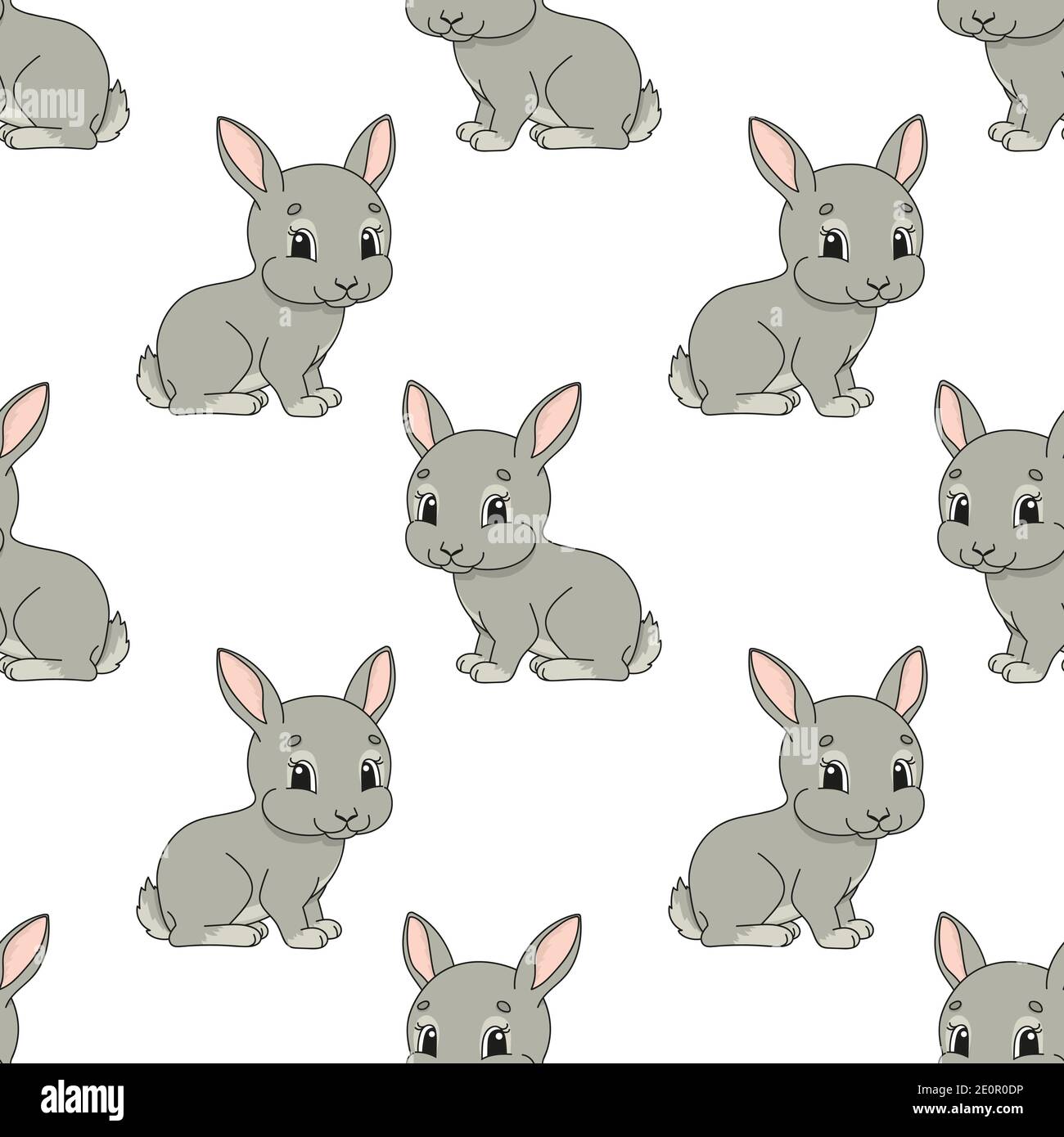Colored seamless pattern with cute cartoon character. Simple flat ...