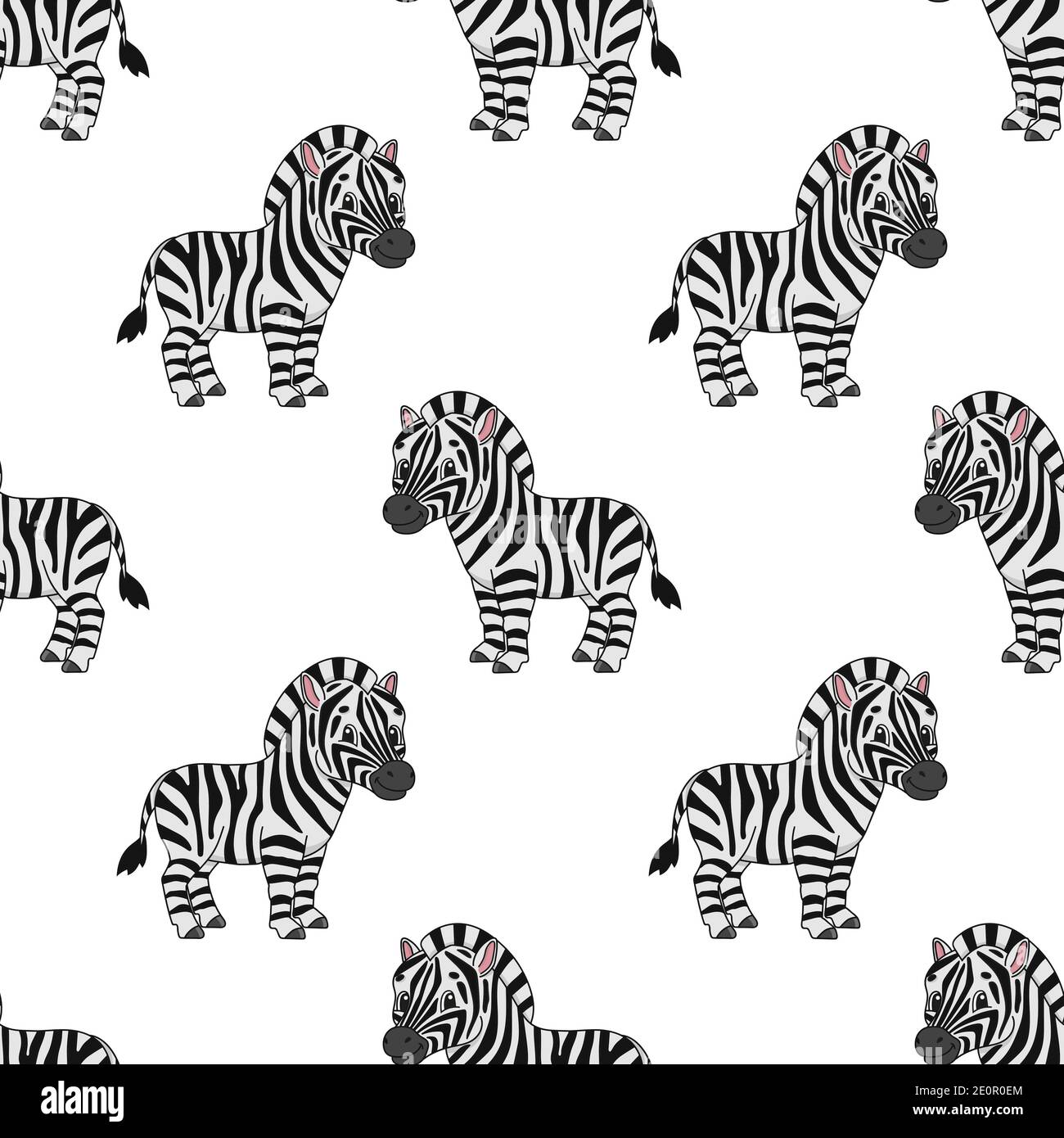 Colored seamless pattern with cute cartoon character. Simple flat ...
