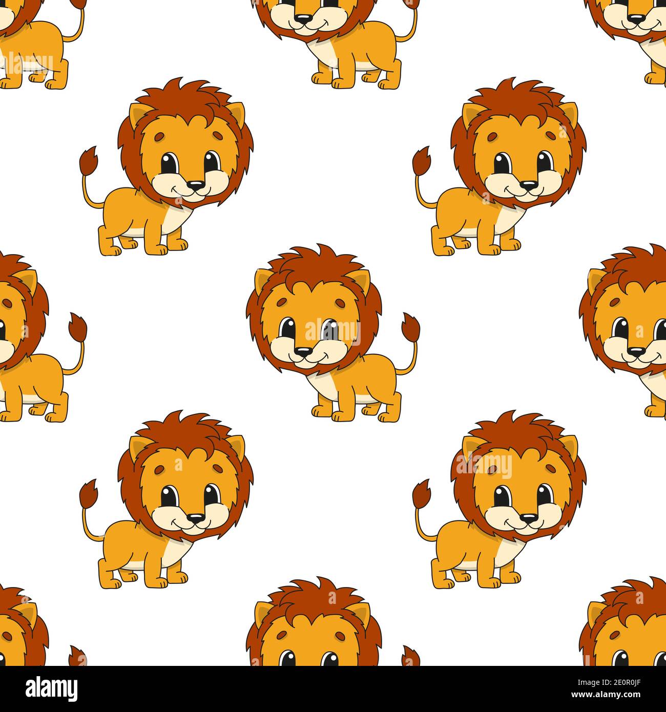 Colored seamless pattern with cute cartoon character. Simple flat ...