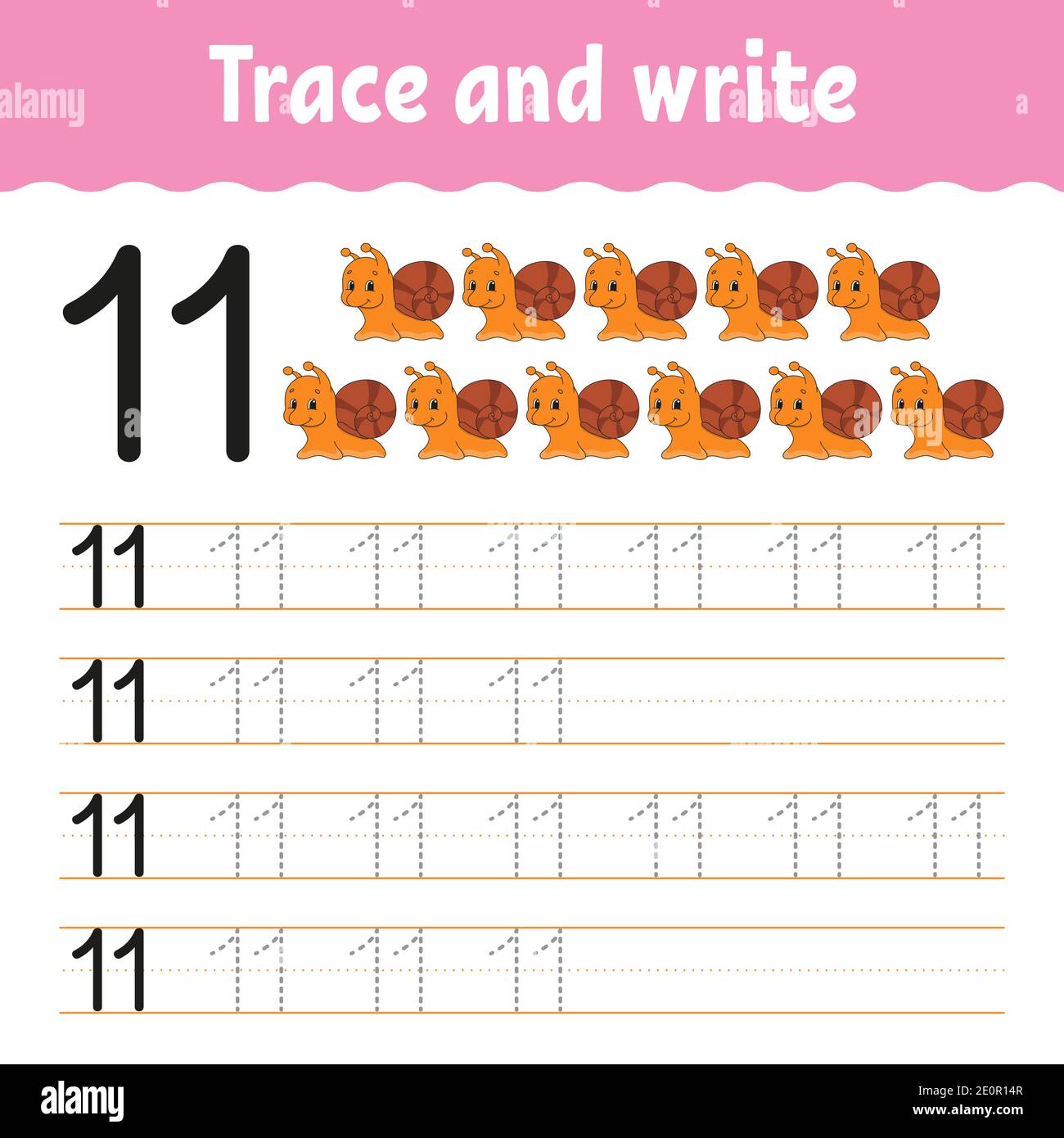 Trace and write. Handwriting practice. Learning numbers for kids ...
