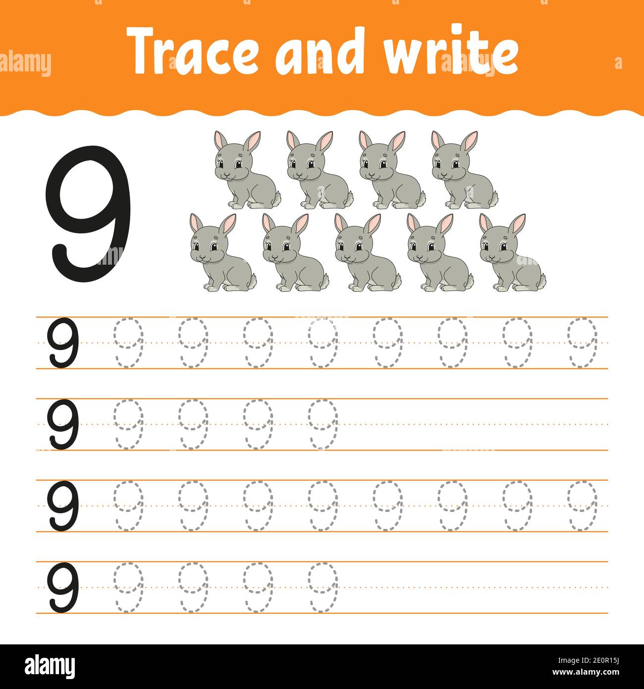 Trace and write. Handwriting practice. Learning numbers for kids ...