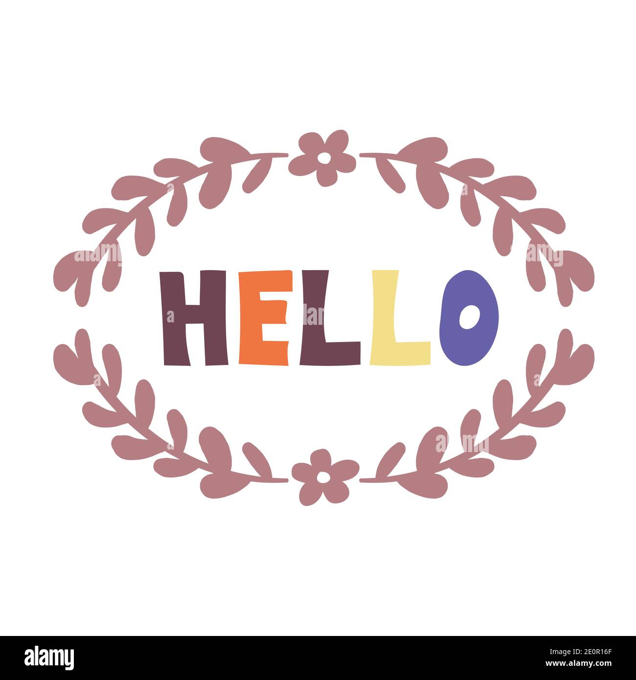 Hello lettering. Fun doodle style - headline on white. Hand drawn ...