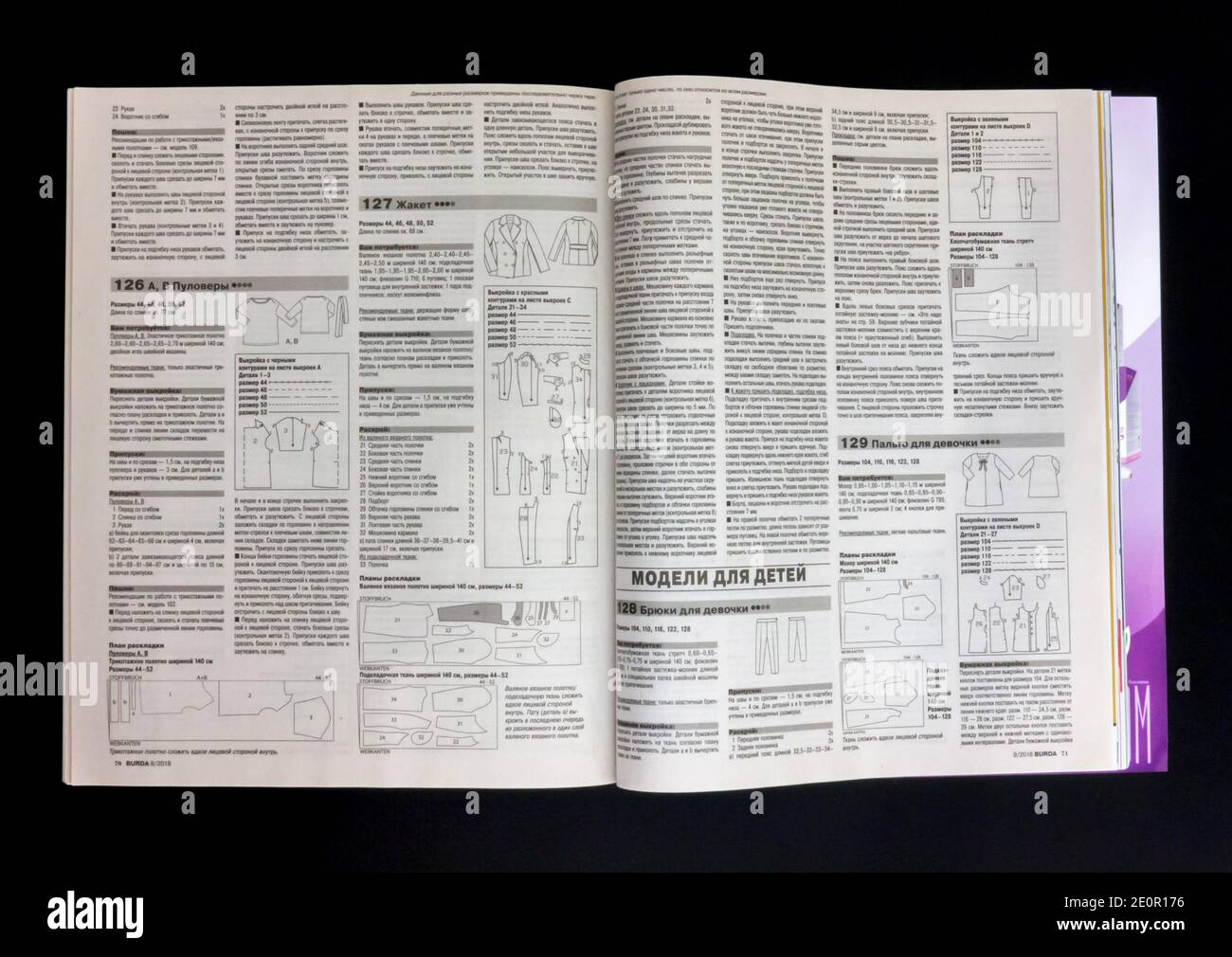 The inside of Russian magazine "Burda", september 2018 Stock Photo - Alamy