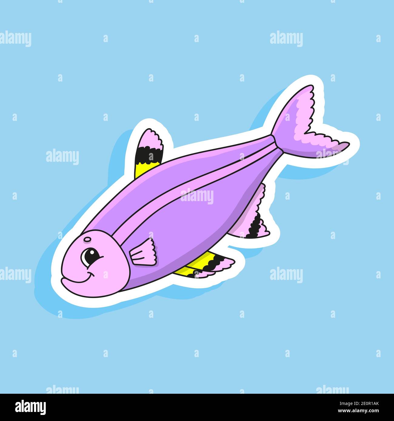 Purple fish. Cute character. Colorful vector illustration. Cartoon ...
