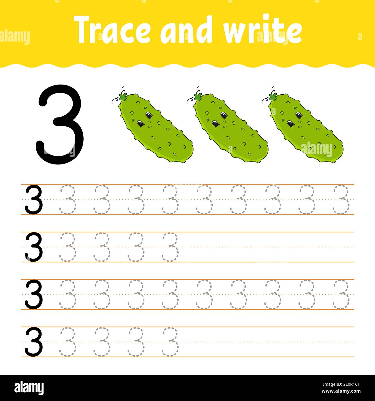 Trace and write. Handwriting practice. Learning numbers for kids ...