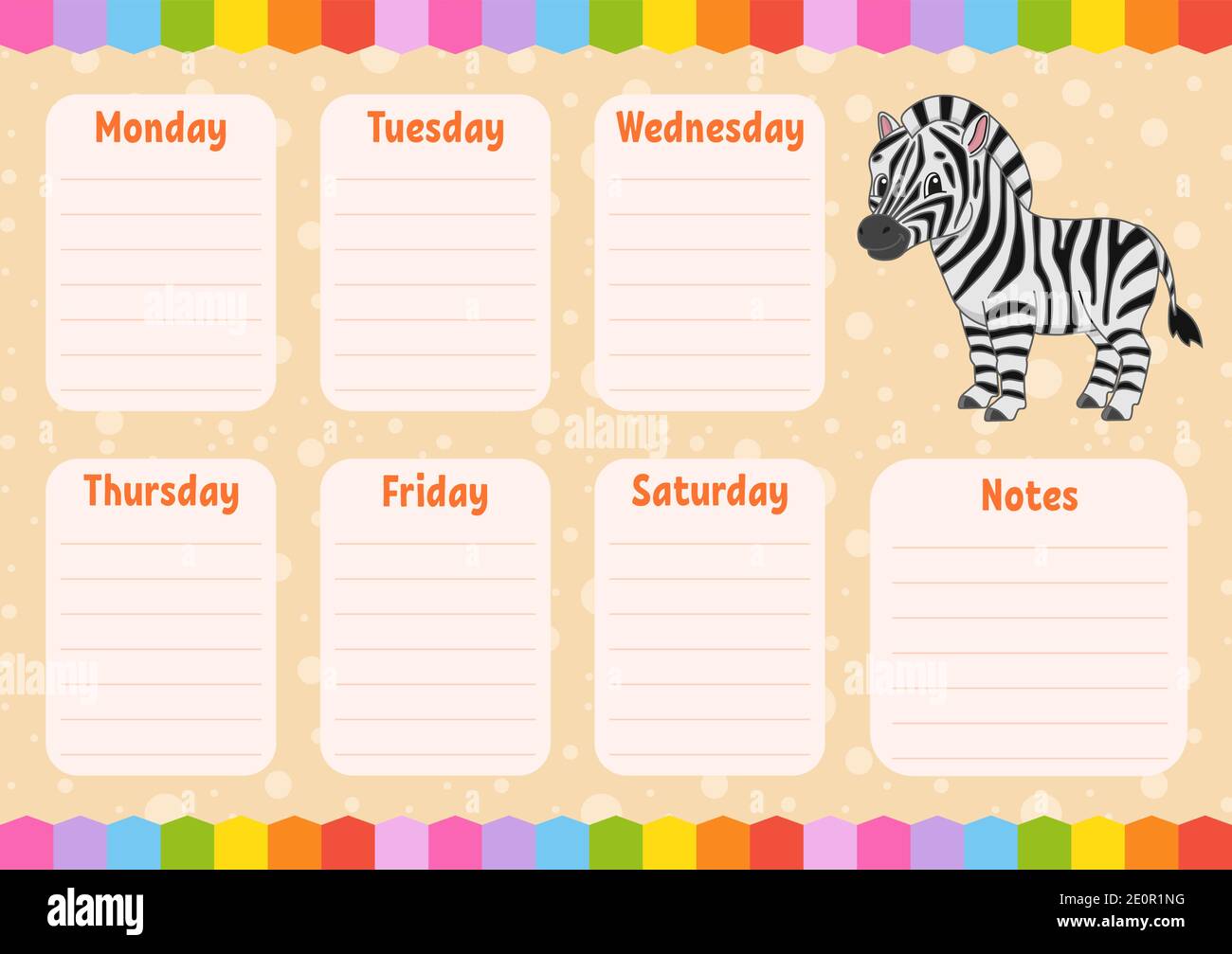 School schedule. Timetable for kids. Empty template. Weekly planer with ...