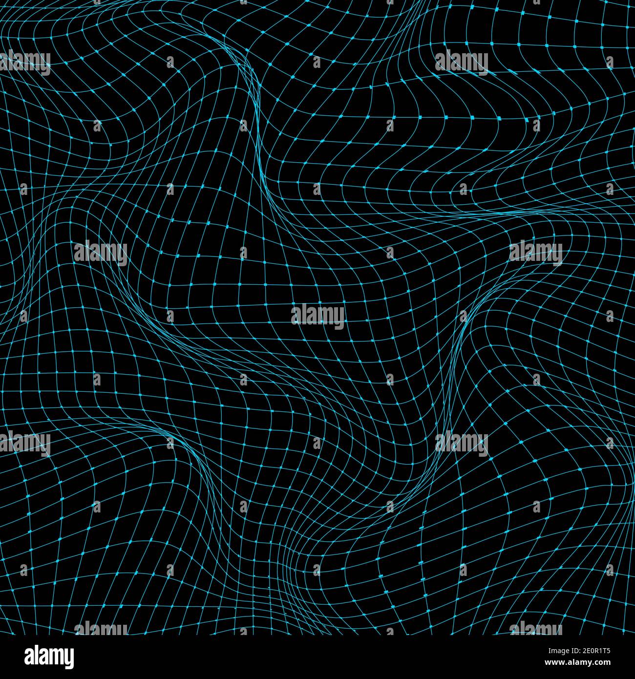 Abstract 3D science technology concept blue grid wavy wave background ...