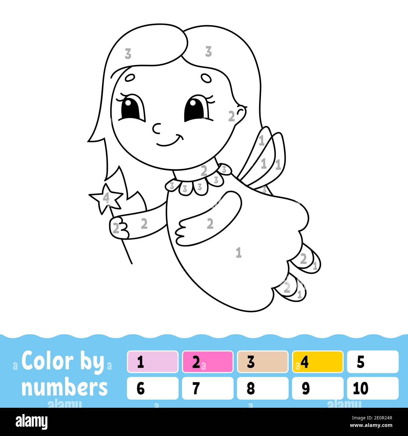 Color by numbers. Coloring book for kids. Cheerful character. Vector ...