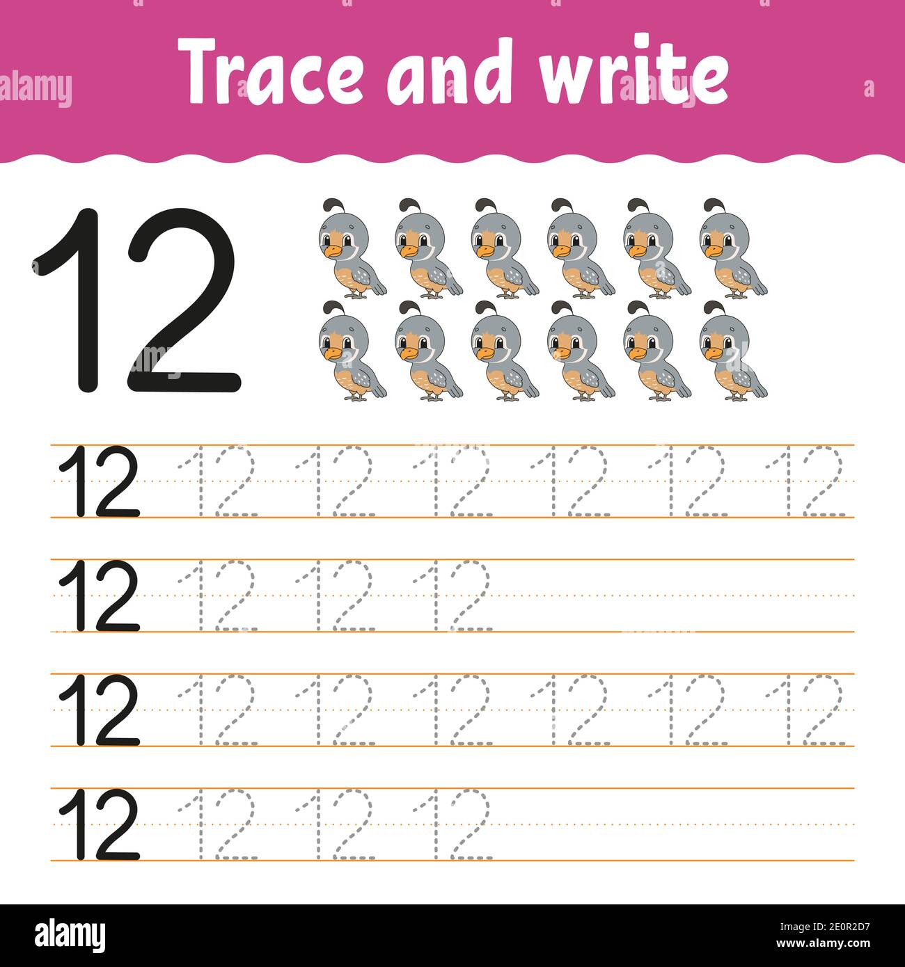 Trace and write. Handwriting practice. Learning numbers for kids ...