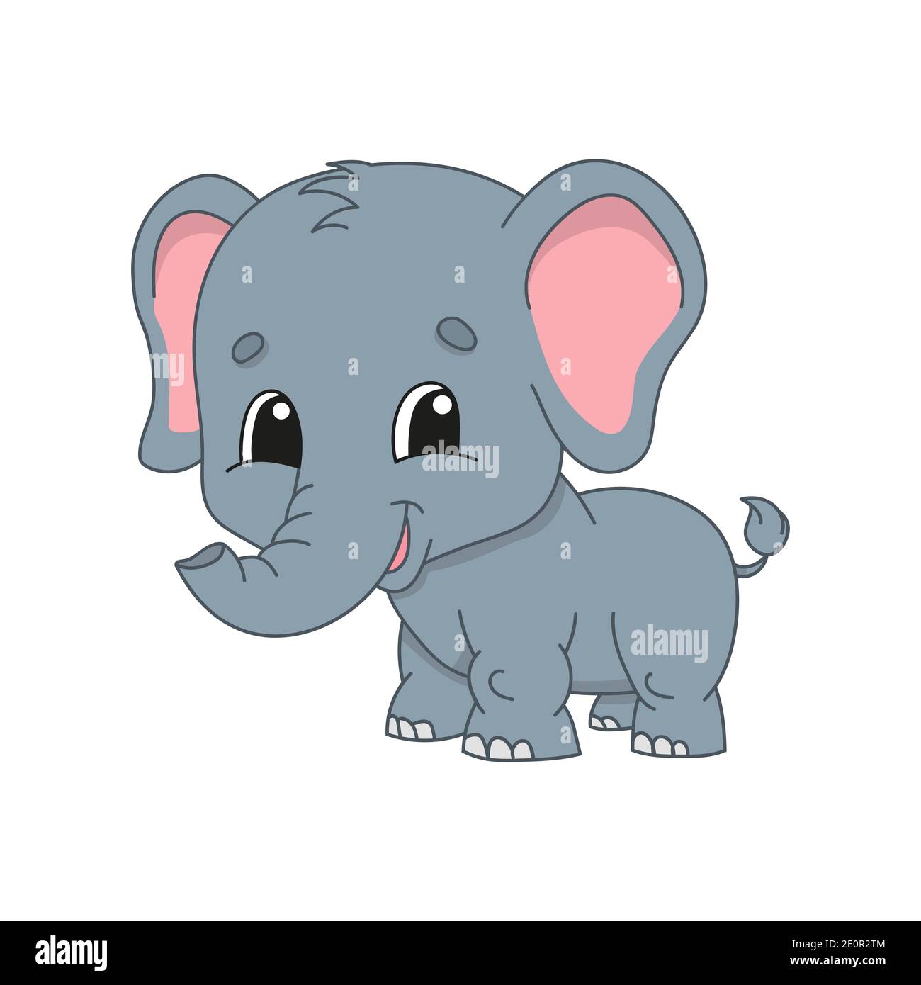 Gray elephant. Cute character. Colorful vector illustration. Cartoon ...