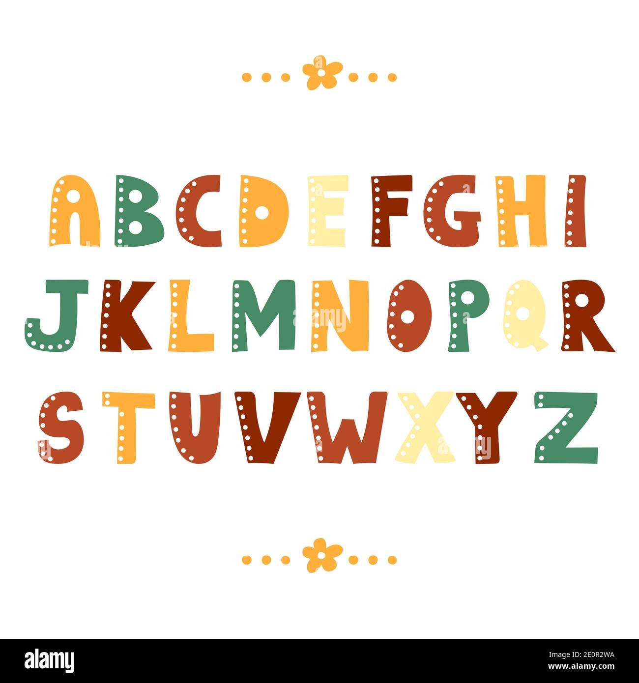 Funny doodle alphabet. Colorful creative design ABC hand drawn cartoon ...