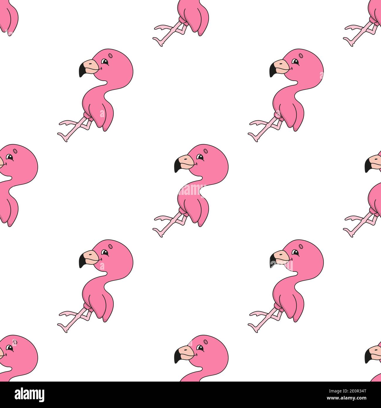 Colored seamless pattern with cute cartoon character. Simple flat ...