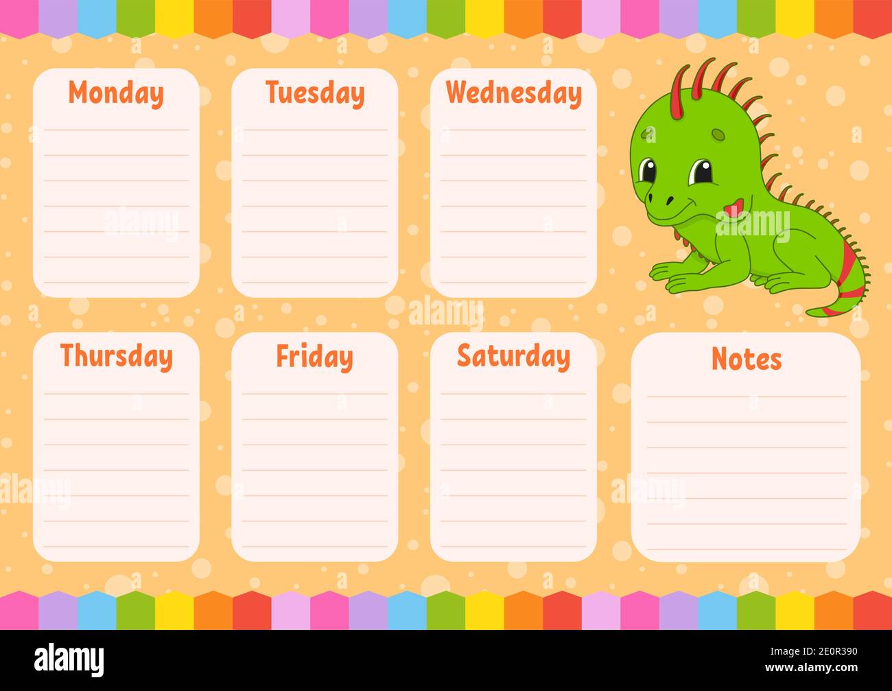 School schedule. Timetable for kids. Empty template. Weekly planer with ...