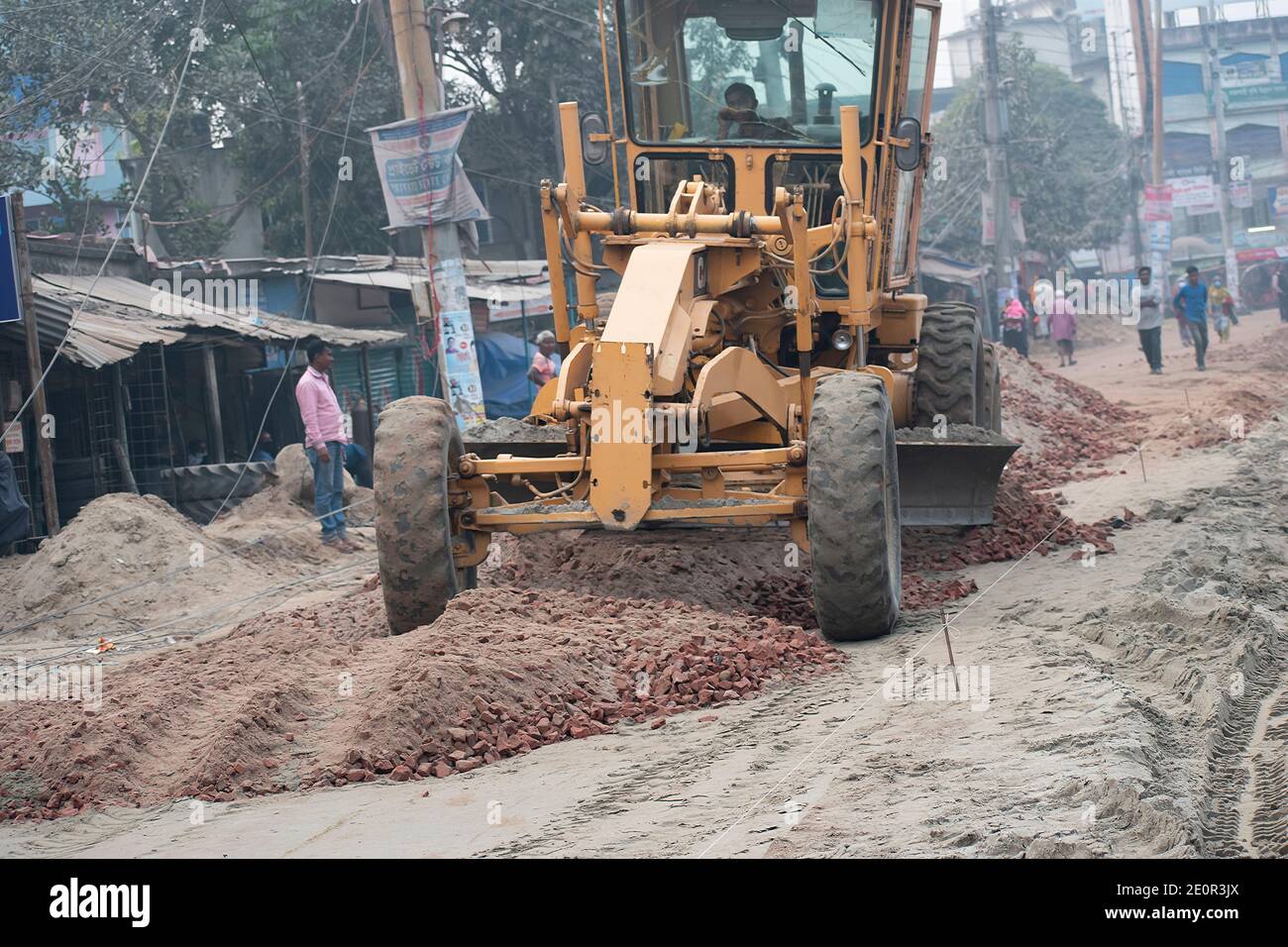 Road construction work, Dinajpur , Bangladesh. December 06,2020 Stock ...