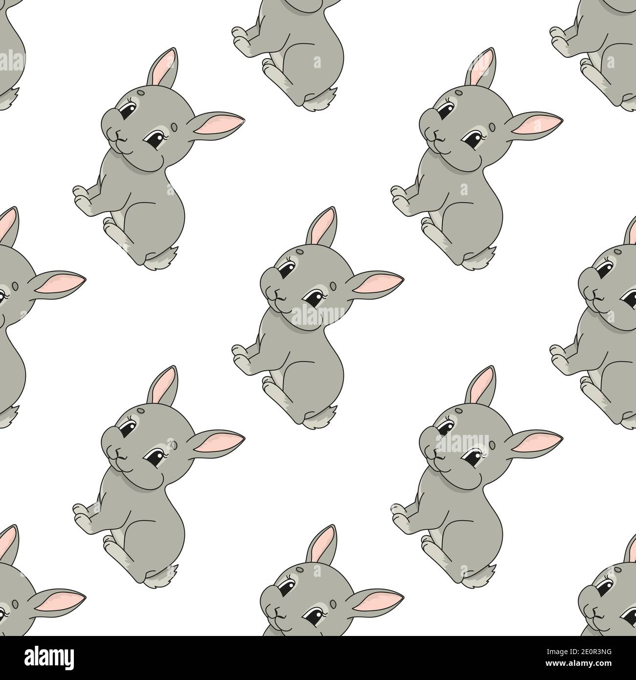 Colored seamless pattern with cute cartoon character. Simple flat ...