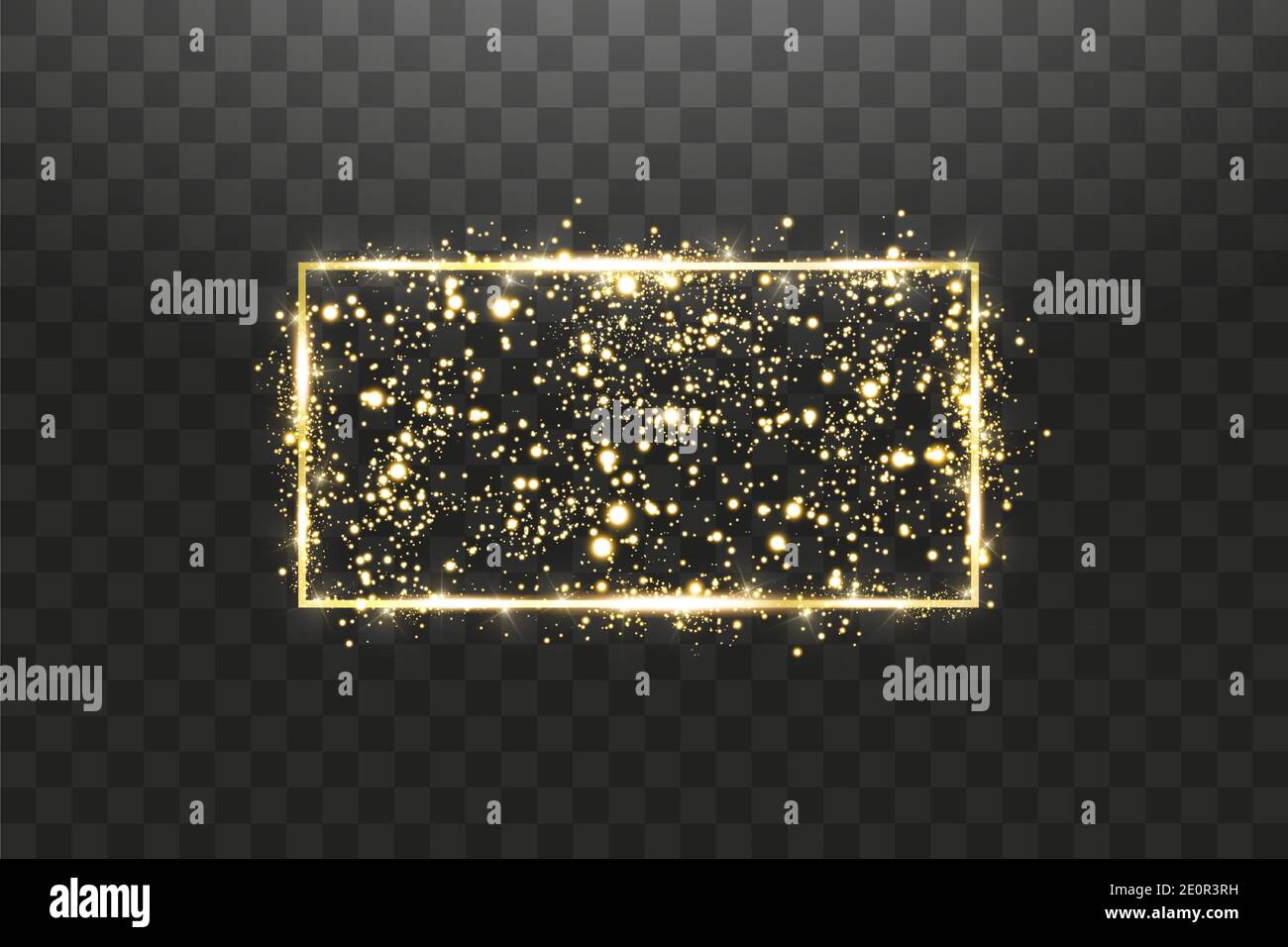 Golden frame with lights effects. Shining rectangle banner. Isolated on ...