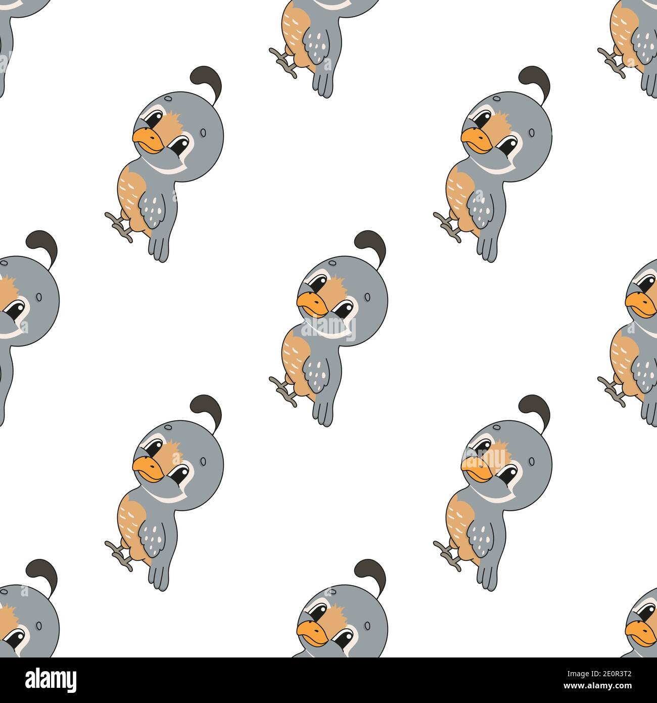 Colored seamless pattern with cute cartoon character. Simple flat ...