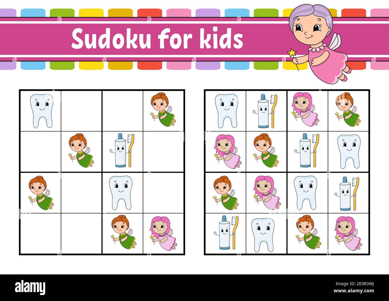Sudoku for kids. Education developing worksheet. Activity page with ...