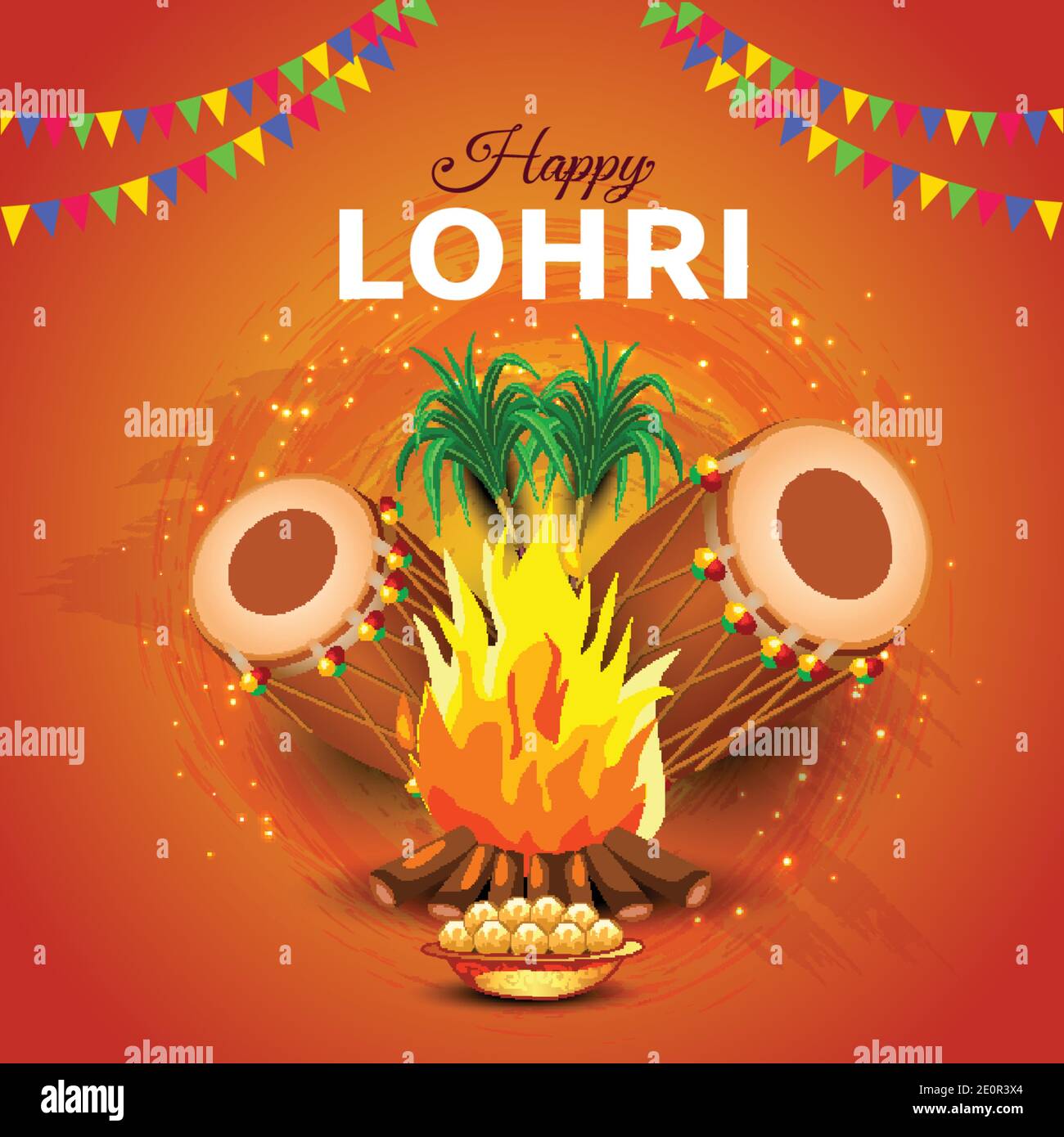 Indian Punjabi festival of lohri celebration fire background with ...