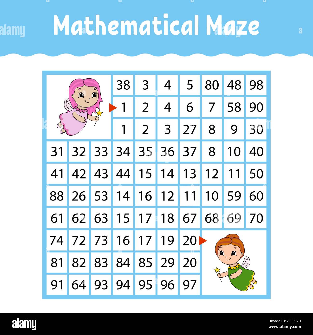 Mathematical maze. Game for kids. Funny labyrinth. Education developing ...