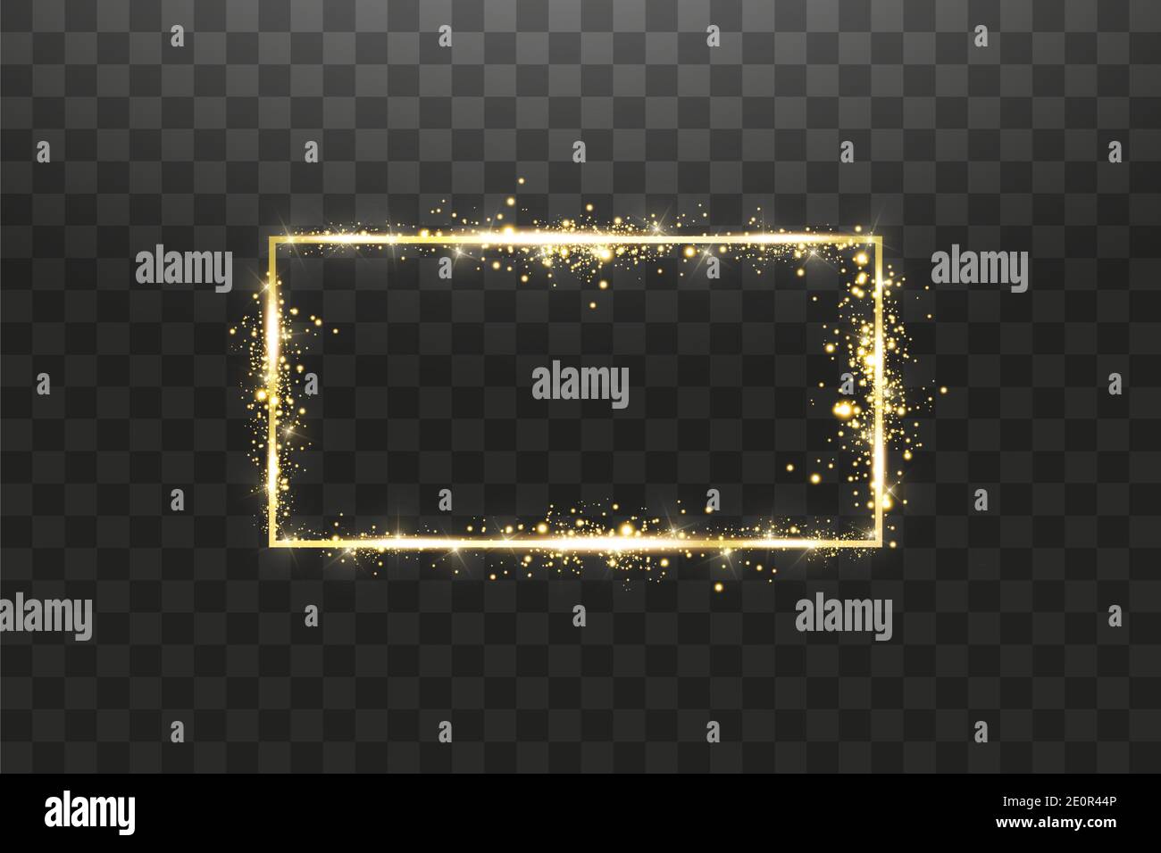 Golden frame with lights effects. Shining rectangle banner. Isolated on ...