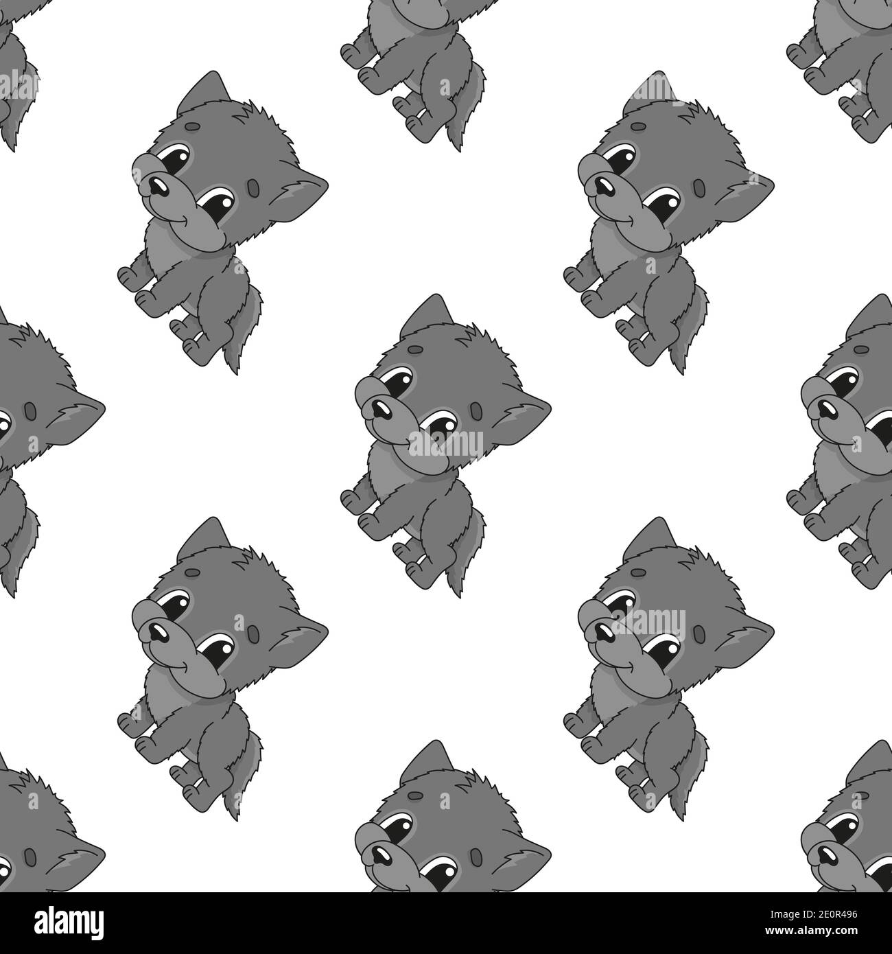 Colored seamless pattern with cute cartoon character. Simple flat ...