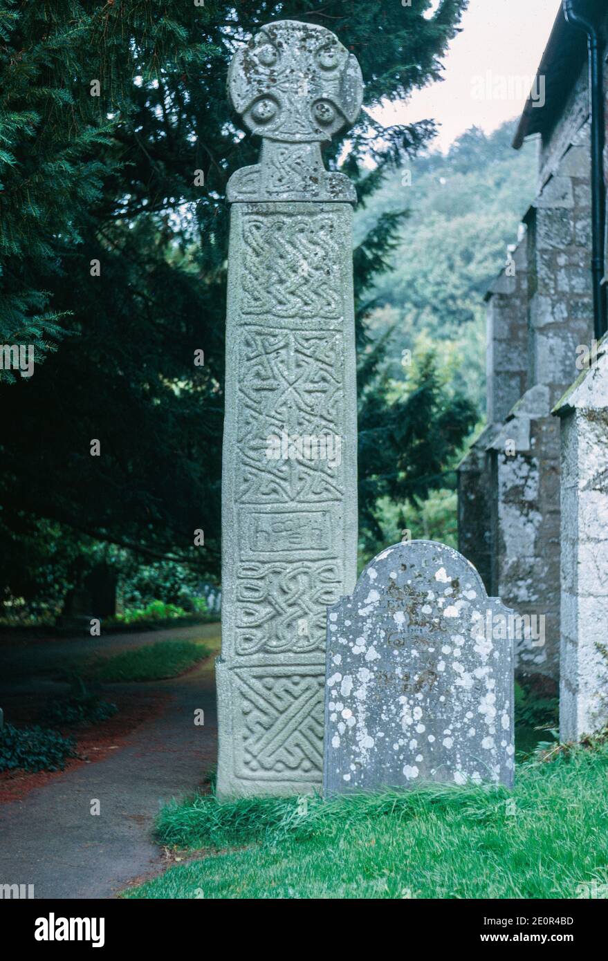 Great Cross of Nevern next to St Brynach Church, Nevern, Wales, dated ...
