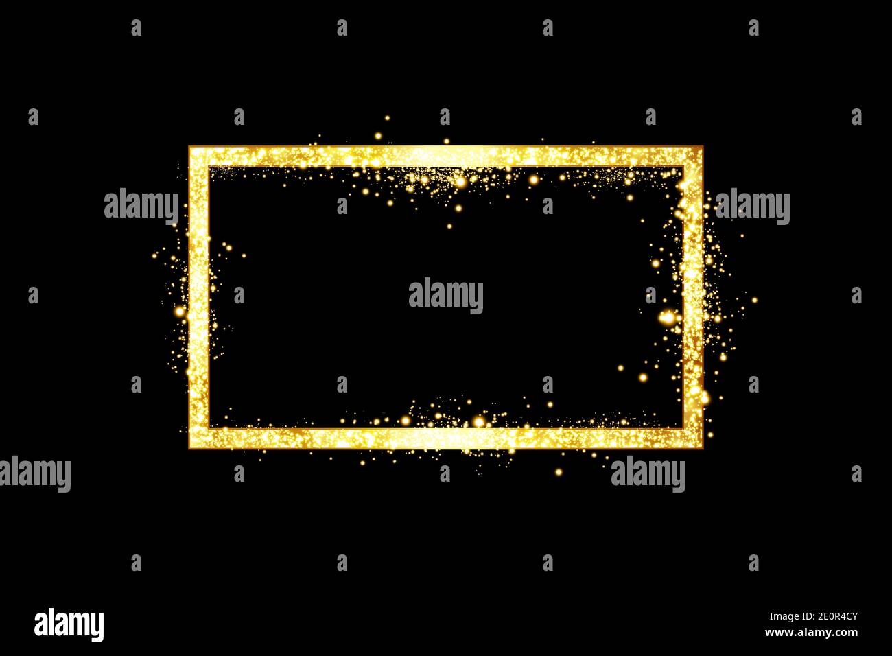 Golden frame with lights effects. Shining rectangle banner. Isolated on ...